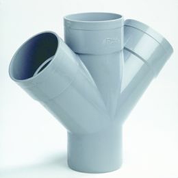 PVC Dubbel T-stuk 110x110mm 3x lijmmof/ 1x spie 45° grijs - DYKA